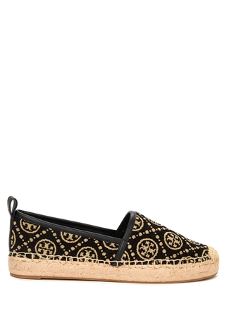 Tory Burch Kadın Siyah Krem Logo Desenli Espadril 6 US Tory Burch Kadın Siyah Krem Logo Desenli Espadril 6 US