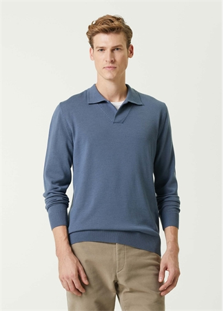 Beymen Collection Erkek Mavi Apaş Yaka Triko L EU Beymen Collection Erkek Mavi Apaş Yaka Triko L EU