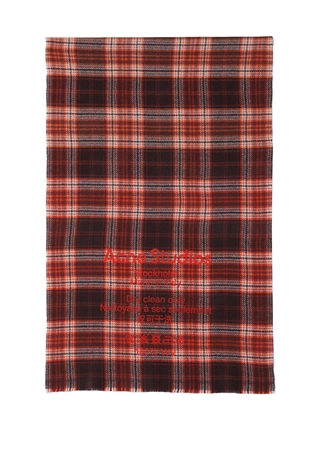 Acne Studios Kadın Kahverengi Ekoseli Yün Atkı EU Acne Studios Kadın Kahverengi Ekoseli Yün Atkı EU