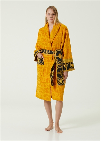 Versace Gold Logo Desenli Bornoz Altın Rengi Versace Gold Logo Desenli Bornoz Altın Rengi