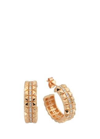 Dime Tribe Kadın Tamtur Pırlantalı Altın Rengi Küpe EU Dime Tribe Kadın Tamtur Pırlantalı Altın Rengi Küpe EU