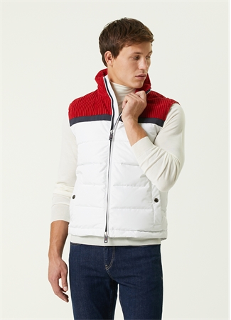 Kired Erkek Beyaz Kadife Garnili Puff Dış Yelek 52 IT Kired Erkek Beyaz Kadife Garnili Puff Dış Yelek 52 IT