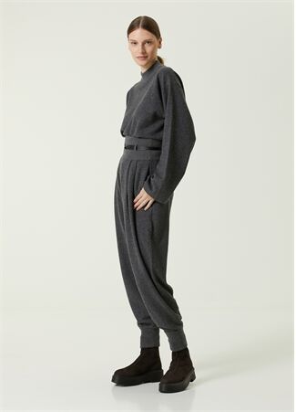 The Row Kadın Gri Yüksek Bel Kemerli Kaşmir Pantolon S EU