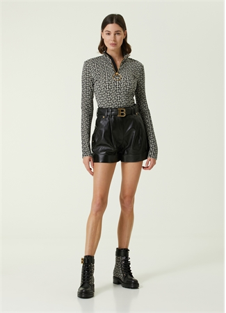 Balmain Kadın Siyah Logolu Kemerli Deri Şort 36 FR Balmain Kadın Siyah Logolu Kemerli Deri Şort 36 FR