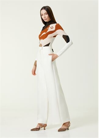 Fendi Kadın Beyaz Yün Palazzo Pantolon 40 It