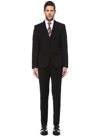 Palzileri Lab Erkek Siyah Kelebek Yaka Yün Takım Elbise 52 IT