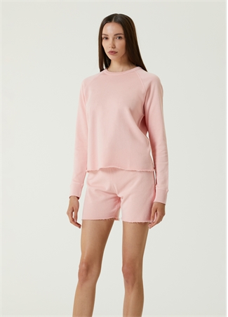 Tru Kadın Garment Dyed Pembe Reglan Kol Crop Sweatshirt M/L EU Tru Kadın Garment Dyed Pembe Reglan Kol Crop Sweatshirt M/L EU