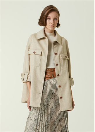 Beymen Collection Kadın Bej Cepli Kaşe Dış Gömlek 42 Beymen Collection Kadın Bej Cepli Kaşe Dış Gömlek 42