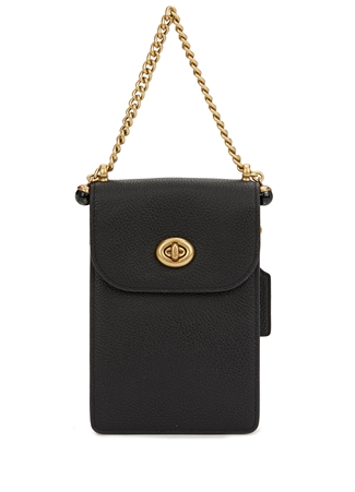 Coach Kadın Siyah Logolu Deri Omuz Çantası EU