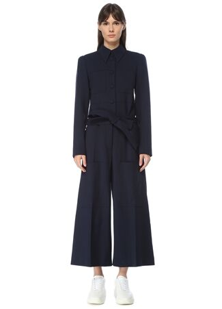 Stella McCartney Kadın Lacivert Cep Detaylı Yün Tulum 42 IT
