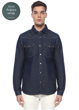 Beymen Club Erkek Lacivert Polo Yaka Denim Gömlek Mavi S Beymen Club Erkek Lacivert Polo Yaka Denim Gömlek Mavi S