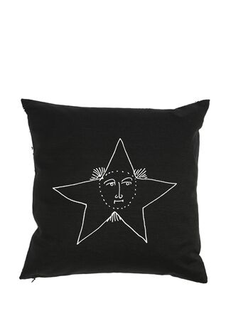 Fornasetti Solamente Siyah Baskılı 40x40 cm Dekoratif Yastık