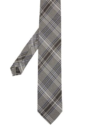 Beymen Club Erkek Gri Ekose Desenli İpek Kravat EU
