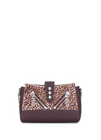 Kenzo Kadın Mor Leopar Desenli Deri Omuz Çantası EU Kenzo Kadın Mor Leopar Desenli Deri Omuz Çantası EU