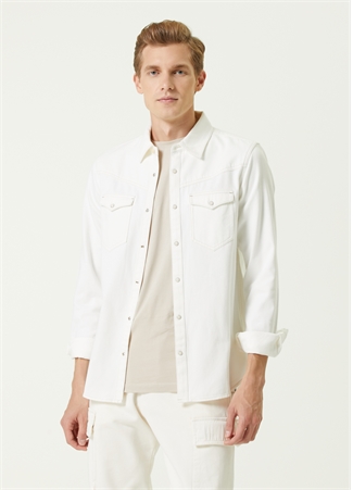 Scotch & Soda Erkek Beyaz Denim Western Gömlek S EU Scotch & Soda Erkek Beyaz Denim Western Gömlek S EU