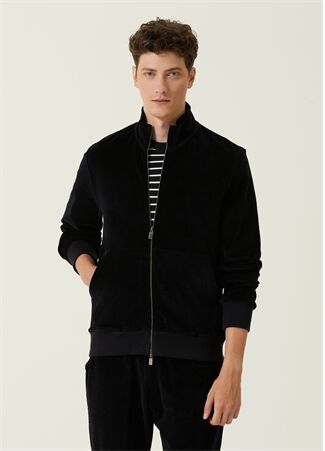 Canali Erkek Lacivert Dik Yaka Sweatshirt 52 IT