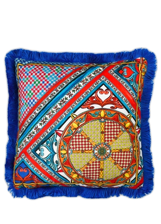 Baci Milano Sole Mio Mavi Püsküllü 45x45 Cm Kadife Yastık Baci Milano Sole Mio Mavi Püsküllü 45x45 Cm Kadife Yastık