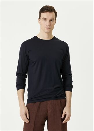 Lardini Erkek Lacivert Yün T-shirt L EU