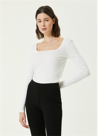 Vince Kadın Beyaz Kare Yaka Bluz S EU