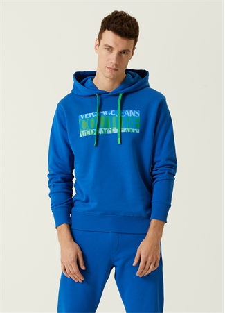 Versace Jeans Couture Erkek Saks Kapüşonlu Logolu Sweatshirt Mavi XS EU Versace Jeans Couture Erkek Saks Kapüşonlu Logolu Sweatshirt Mavi XS EU