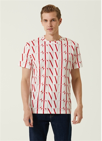 Valentino Erkek VLTN Kırmızı Beyaz Desenli T-shirt S EU Valentino Erkek VLTN Kırmızı Beyaz Desenli T-shirt S EU