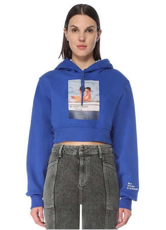 Ma Primi Giovani Kadın Kenny Bells Lacivert Kapüşonlu Crop Sweatshirt Mavi L EU