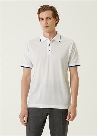 Kiton Erkek Beyaz Polo Yaka T-shirt XXL EU
