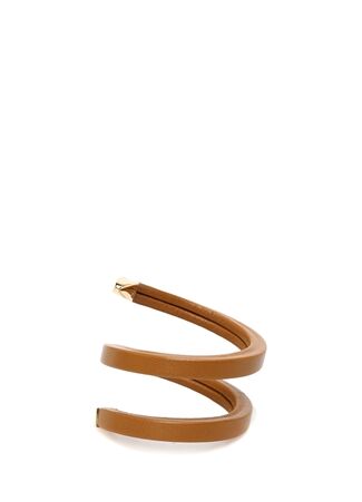 Bottega Veneta Kadın Kamel Spiral Formlu Gümüş Rengi Bileklik Kahverengi EU Bottega Veneta Kadın Kamel Spiral Formlu Gümüş Rengi Bileklik Kahverengi EU