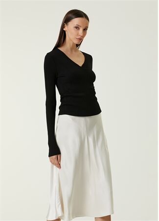 Vince Kadın Siyah V Yaka Kruvaze Bluz L EU