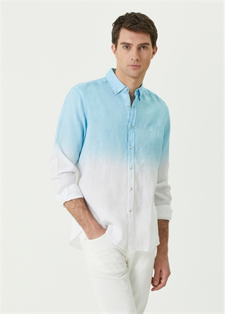 Beymen Club Erkek Comfort Fit Mavi Degradeli Keten Gömlek S Beymen Club Erkek Comfort Fit Mavi Degradeli Keten Gömlek S