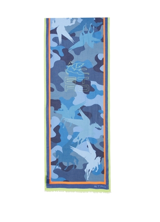 Etro Erkek Mavi Kamuflaj Desenli Atkı EU Etro Erkek Mavi Kamuflaj Desenli Atkı EU