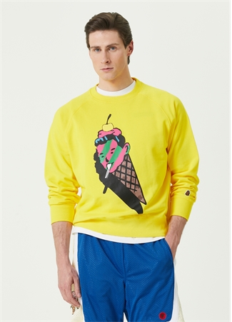 Icecream Erkek Sarı Logo Baskılı Sweatshirt Xl Eu