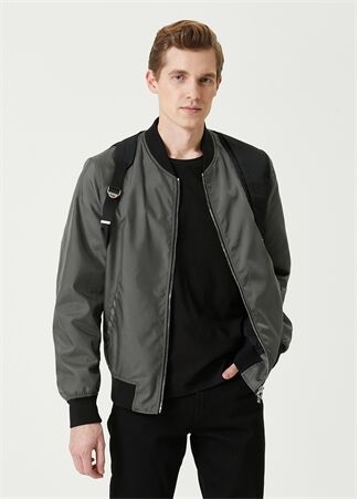 Alexander McQueen Erkek Gri Siyah Kayış Detaylı Mont 52 IT