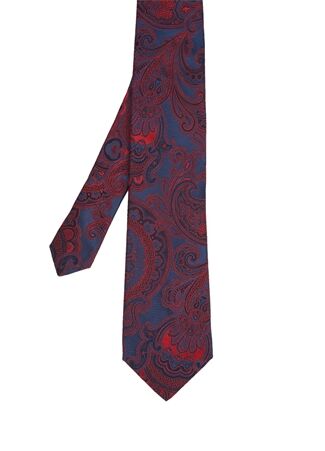 Etro Erkek Lacivert Kırmızı Şal Desenli İpek Kravat EU