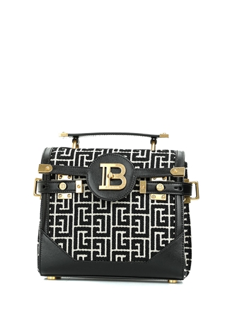 Balmain Kadın Siyah Beyaz Desenli Logolu Omuz Çantası EU Balmain Kadın Siyah Beyaz Desenli Logolu Omuz Çantası EU