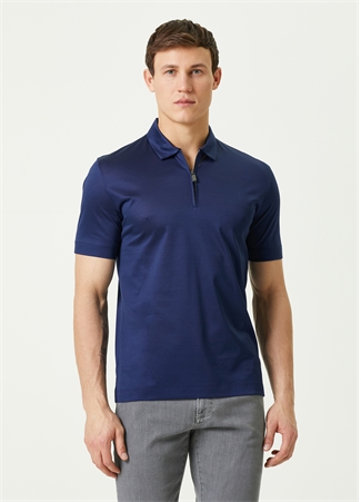 Canali Erkek Koyu Mavi Polo Yaka Fermuarlı T-shirt Lacivert 52 IT Canali Erkek Koyu Mavi Polo Yaka Fermuarlı T-shirt Lacivert 52 IT