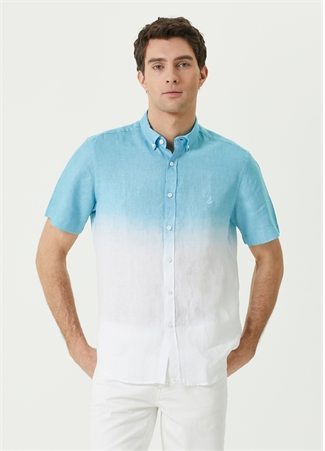 Beymen Club Erkek Comfort Fit Turkuaz Degradeli Keten Gömlek Mavi S Beymen Club Erkek Comfort Fit Turkuaz Degradeli Keten Gömlek Mavi S