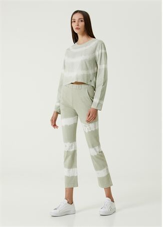 Bassigue Kadın Yeşil Batik Desenli Eşofman Altı S EU