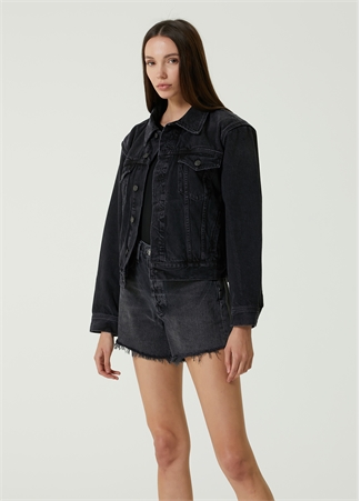 Agolde Kadın Blanca Antrasit Jean Ceket Gri S US