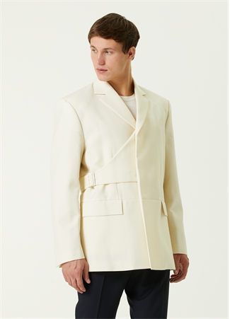 Ambush Erkek Beyaz Kuşak Detaylı Yün Ceket 48 IT