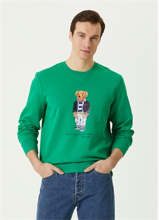 Polo Ralph Lauren Erkek Yeşil Ayıcık Baskılı Logolu Sweatshirt S EU Polo Ralph Lauren Erkek Yeşil Ayıcık Baskılı Logolu Sweatshirt S EU