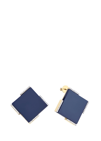 Collection-Dione Design Kadın Reflection Pırlantalı Lapis Taşlı Altın Rengi Küpe EU Collection-Dione Design Kadın Reflection Pırlantalı Lapis Taşlı Altın Rengi Küpe EU