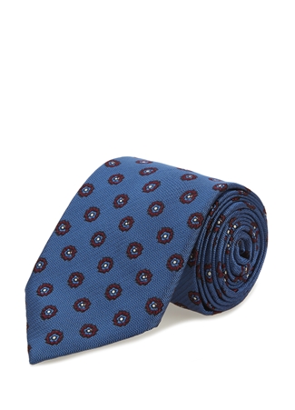 Fiorio Erkek Mavi Geometrik Desenli İpek Kravat EU