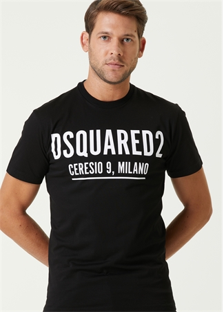Dsquared2 Erkek Siyah Logo Baskılı Basic T-shirt L EU Dsquared2 Erkek Siyah Logo Baskılı Basic T-shirt L EU