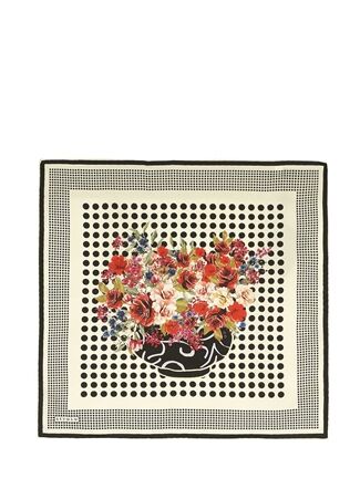 Beymen Kadın Ekru Çiçek Desenli 50x50 cm İpek Eşarp Bej EU