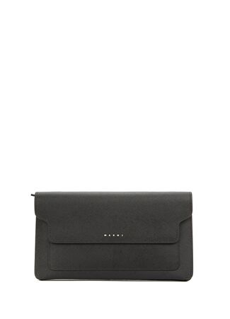 Marni Kadın Siyah Logolu Deri Omuz Çantası EU