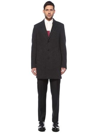 Palzileri Lab Erkek Koyu Gri Kelebek Yaka Palto 50 IT