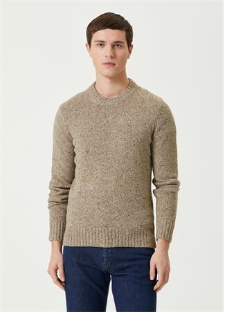 Michael Kors Erkek Bej Bisiklet Yaka Nopeli Kazak S EU