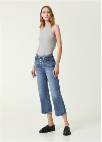 7 For All Mankind Kadın Alexa Flared Crop Mavi Jean Pantolon 30 US 7 For All Mankind Kadın Alexa Flared Crop Mavi Jean Pantolon 30 US
