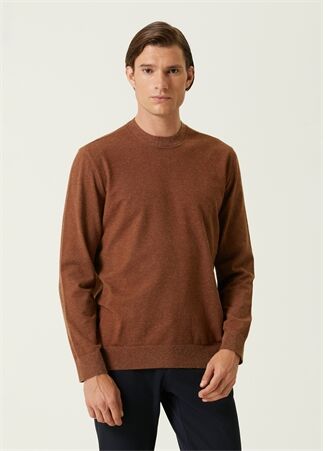 Network Erkek Slim Fit Siyah Karamel Kazak Kahverengi S EU